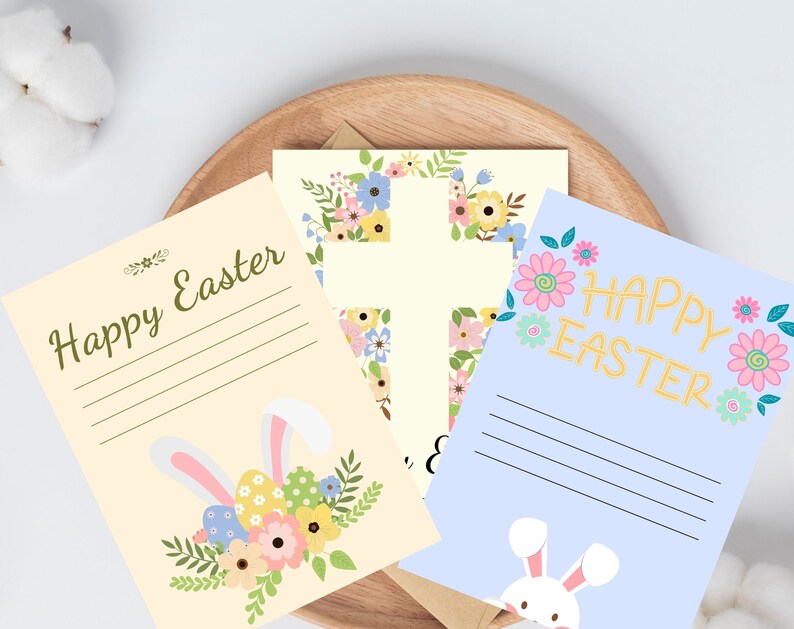 Printable Easter Card - Cross Happy Easter Editable Template - Print-at ...