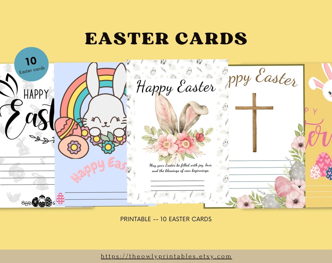 Printable Easter Card - Cross Happy Easter Editable Template - Print-at ...