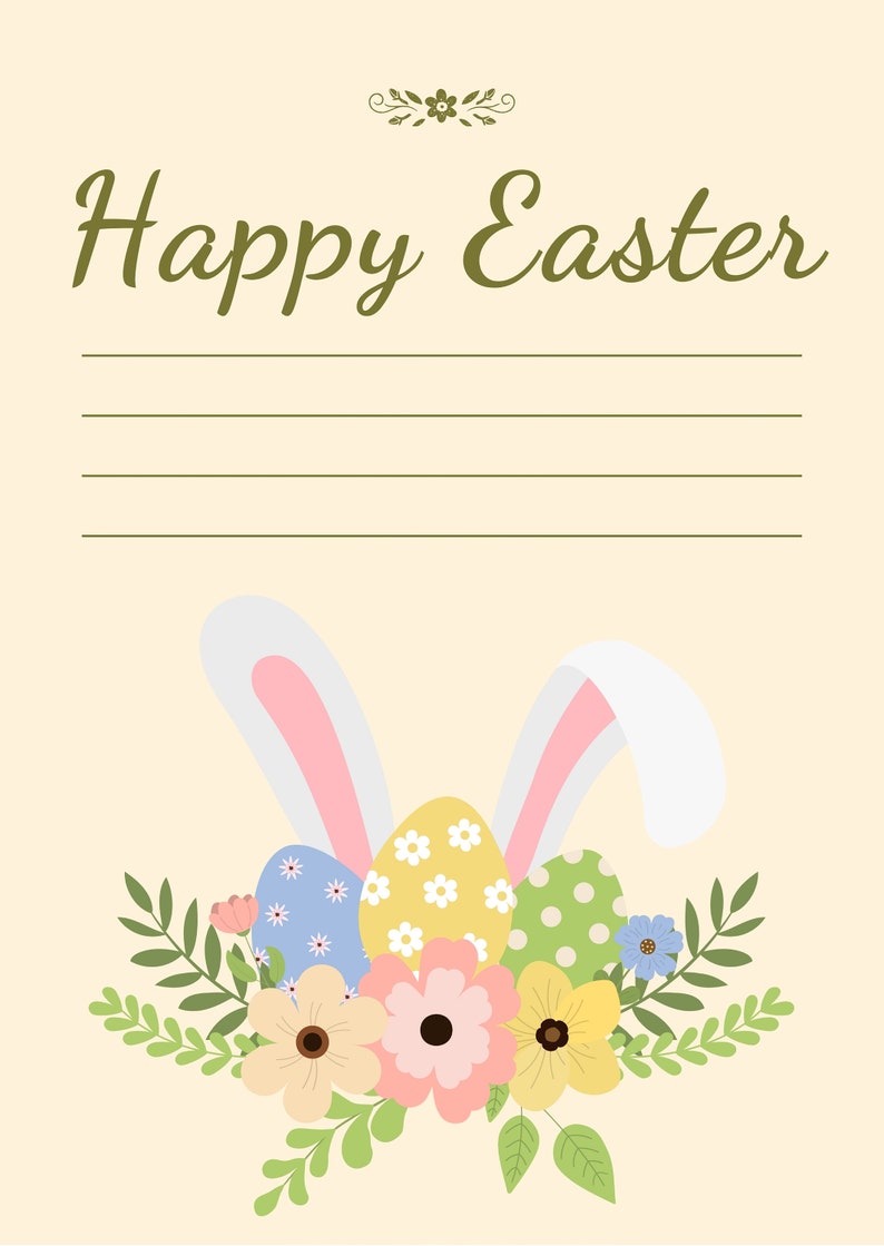 Printable Easter Card Cross Happy Easter Editable Template Print-at ...