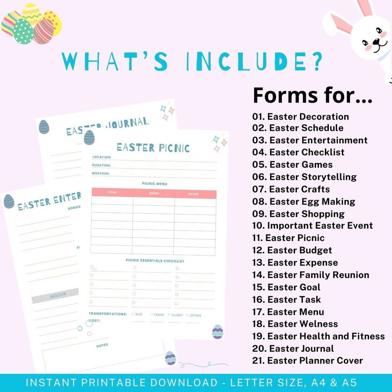 Easter Planner, Spring Planner, Easter Printable, Easter Egg Hunt Planner, Easter Organizer ...