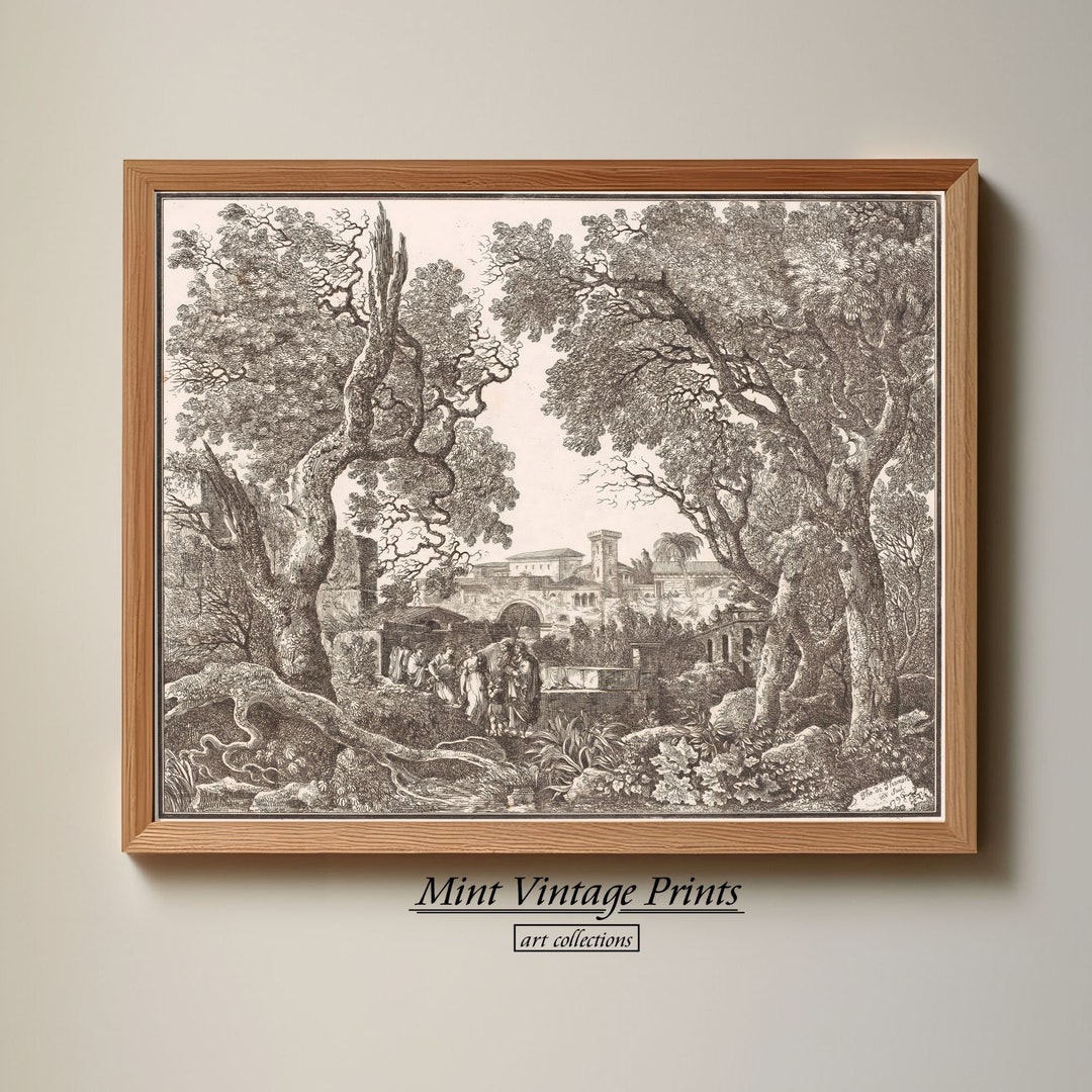 Scenic Landscape With Ancient Ruins and Old Trees Near Rome | Vintage ...