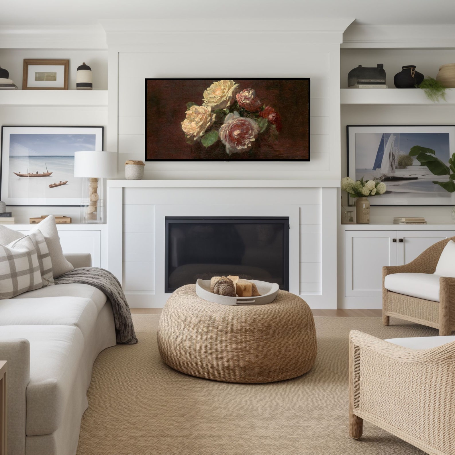 Roses in a Bowl With Dark Backdrop | Samsung Frame TV Art | Vintage ...