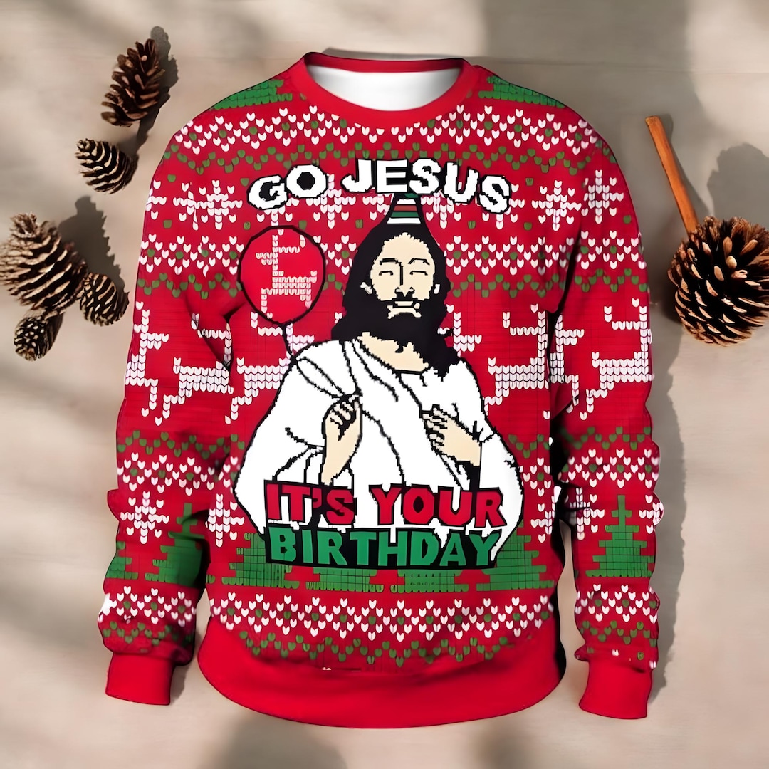 Funny Jesus Christmas Jumper Xmas Sweater Festive Holiday Sweater for ...