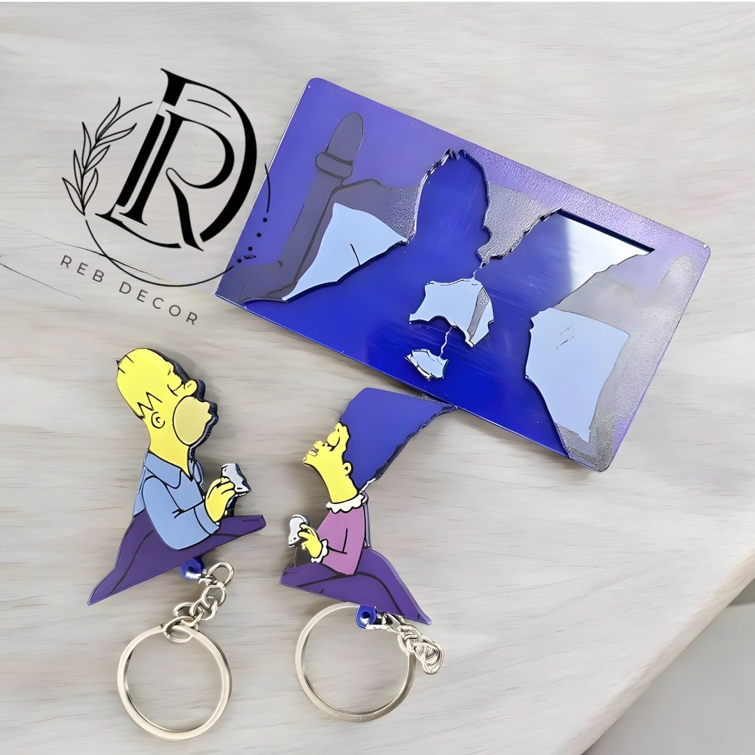 Cute Simpsons Keychain Cartoon Character Keyholder Funny Homer Simpson ...