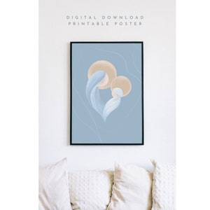 Catholic Modern Poster in Blue, DIGITAL DOWNLOAD Printable Wall Art for ...