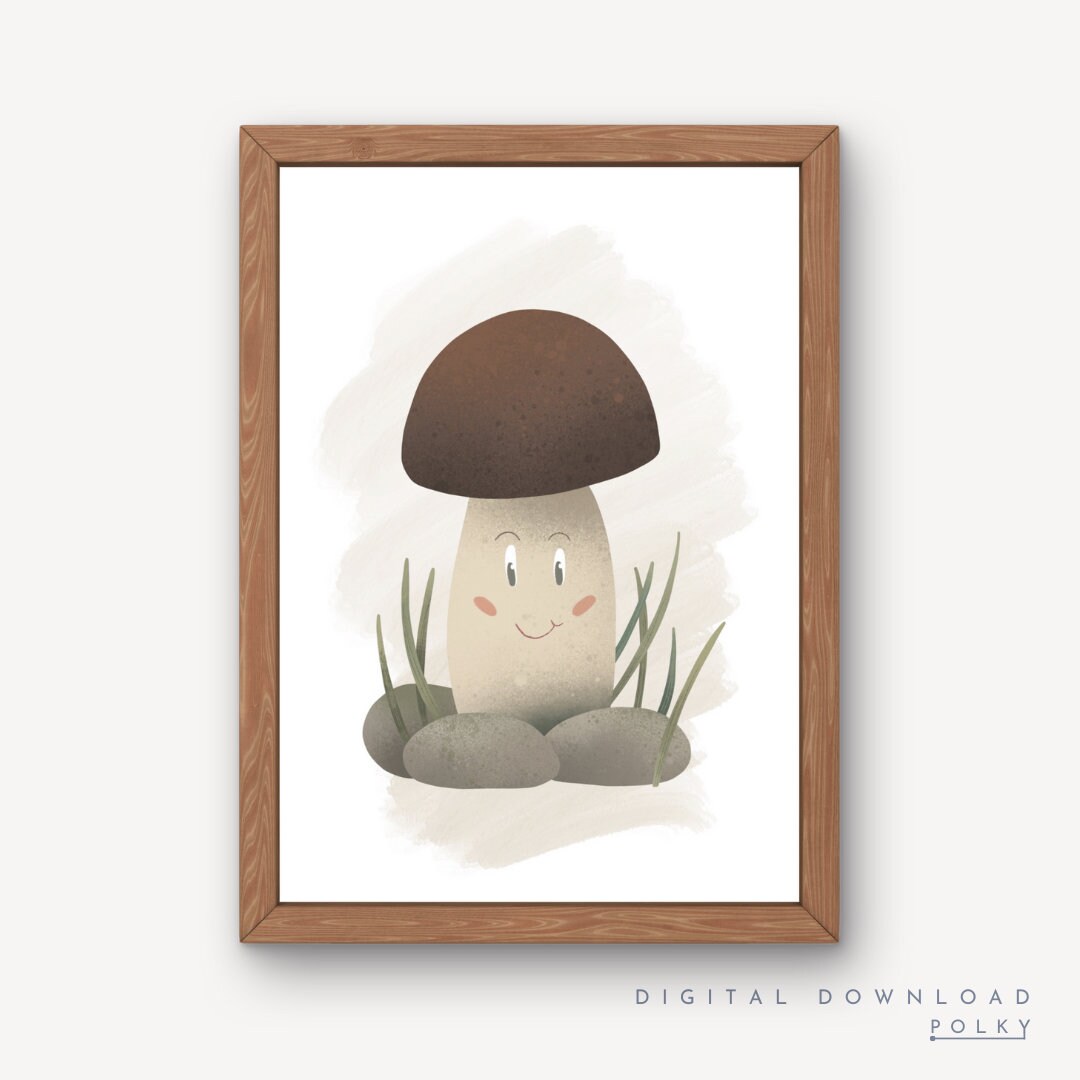 Mushroom Illustration Printable: Kids Room Decor (digital Download) - Etsy