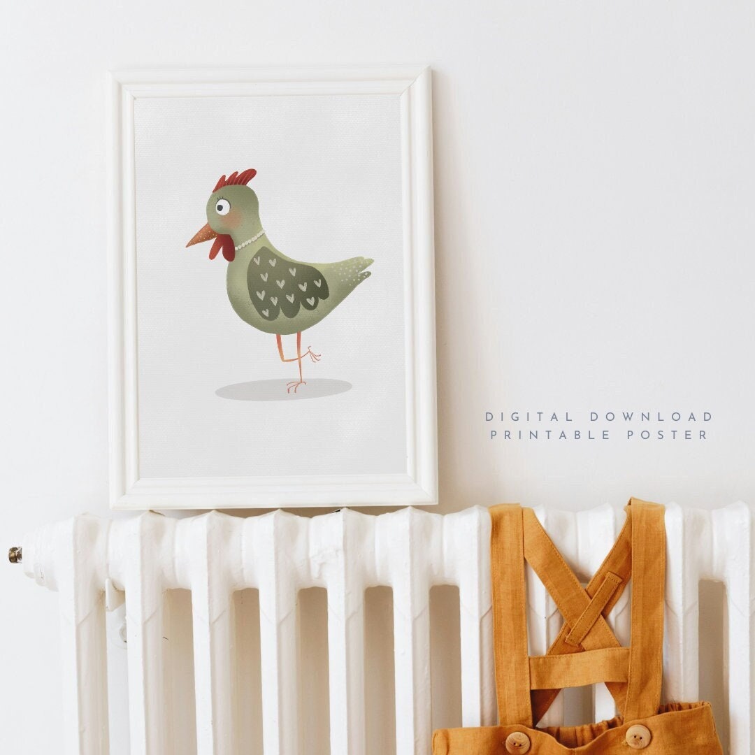 Chick Chicken Illustration for Kids, DIGITAL DOWNLOAD Printable Wall ...
