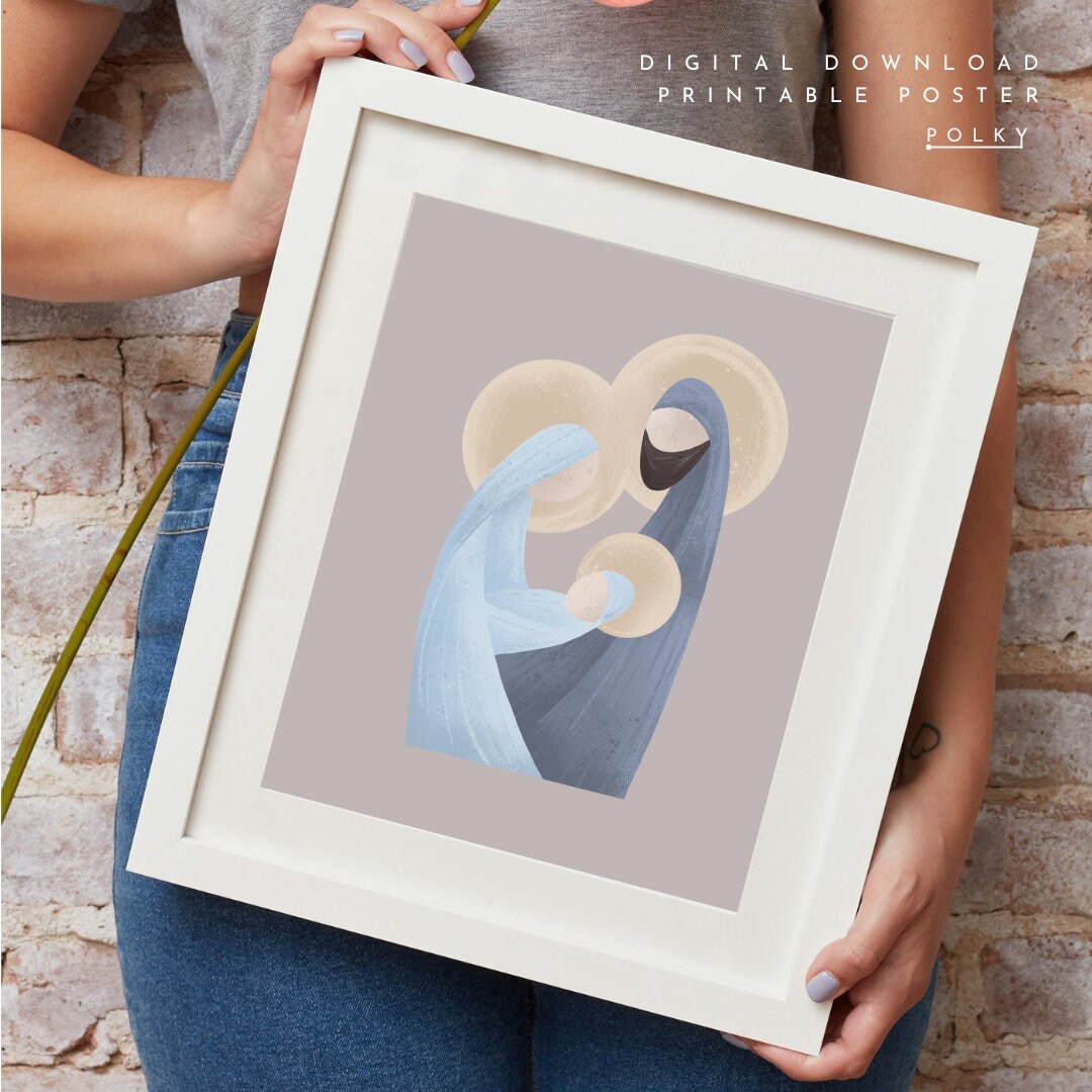 Catholic Modern Beige Poster Holy Family, DIGITAL DOWNLOAD Printable ...