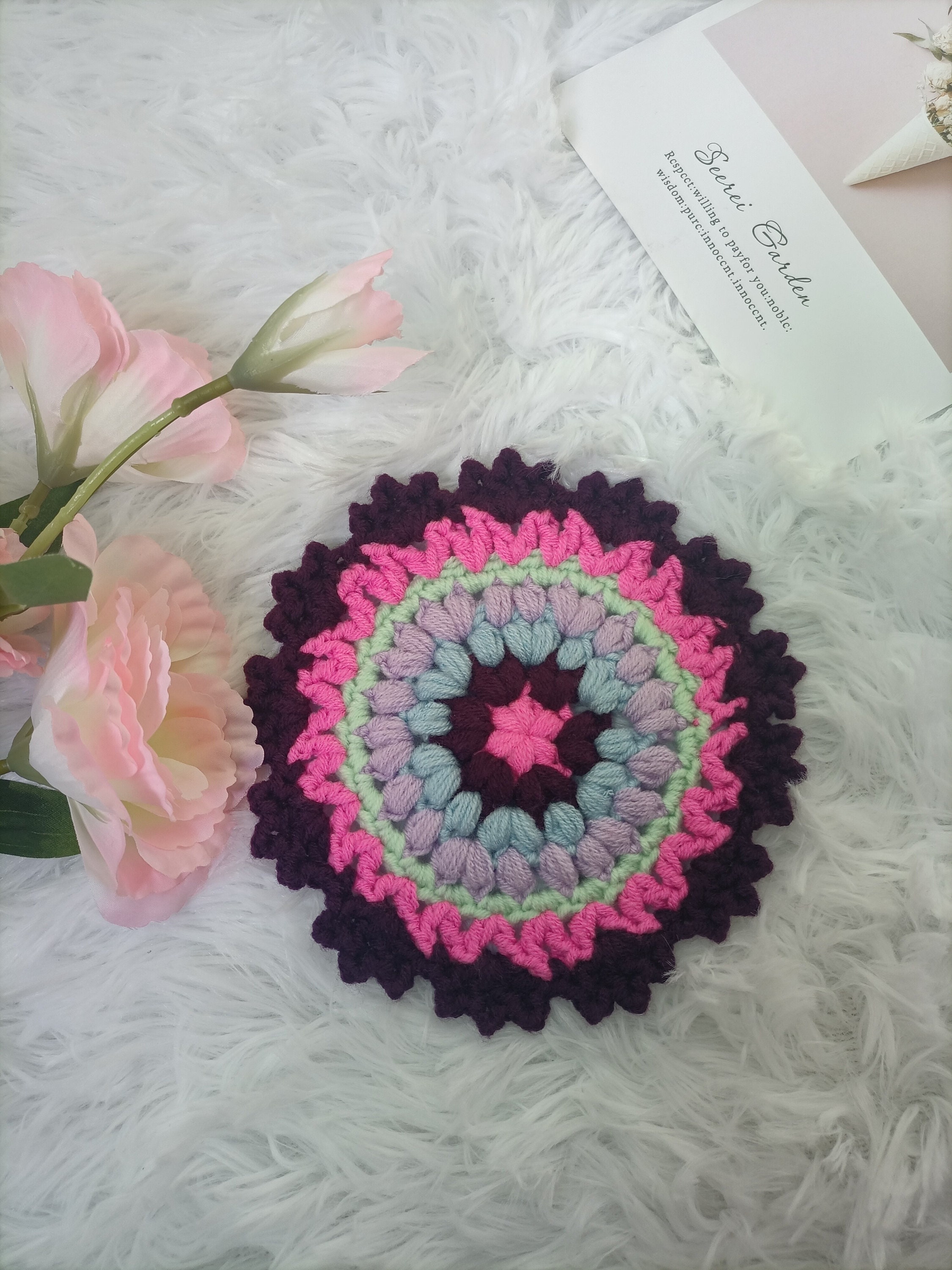 Coaster Pattern，crochet Flower Coaster Pattern，coaster Set Pattern ...