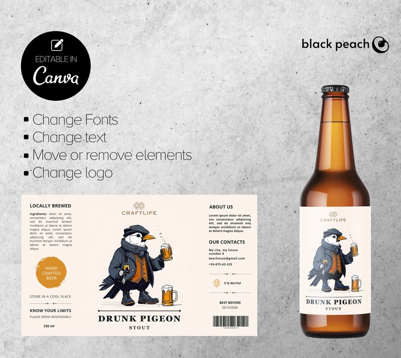 Beer Bottle Label With Unique Image Beer Bottle Labels Template Craft ...