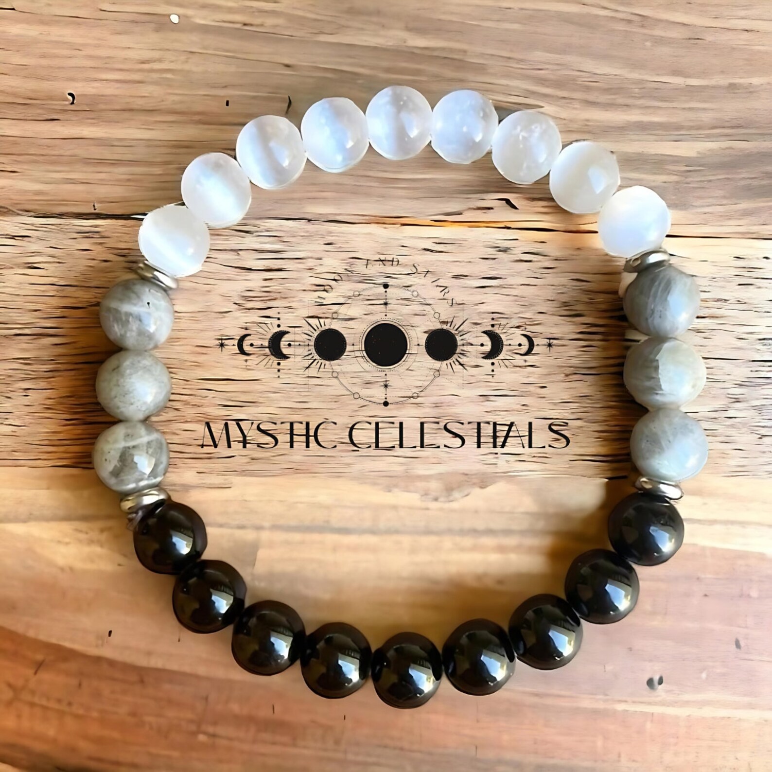 Protective Natural Stone Bracelet for Couples Mixed Opal & Plat Beads ...