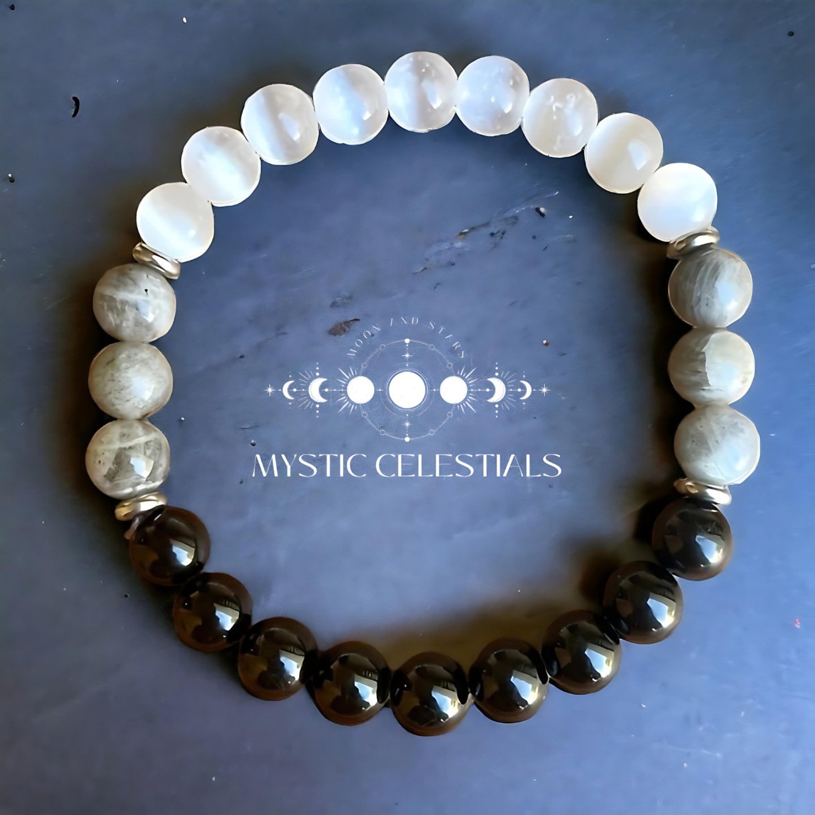 Protective Natural Stone Bracelet for Couples Mixed Opal & Plat Beads ...