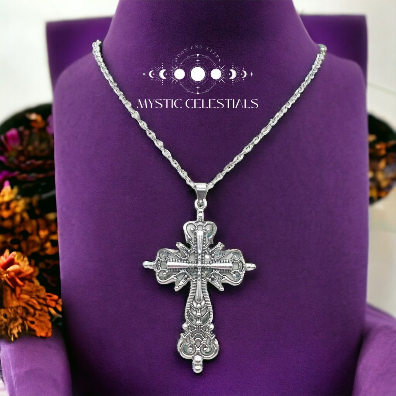 Mystical Gothic Cross Necklace: Embrace the Darkness With Style - Etsy