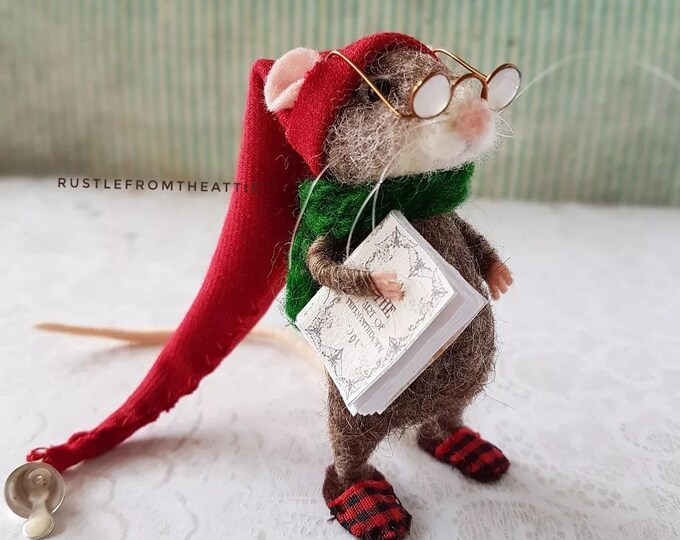 Christmas Needle Felted Mouse, Needle Felted Elf, Felted Christmas ...