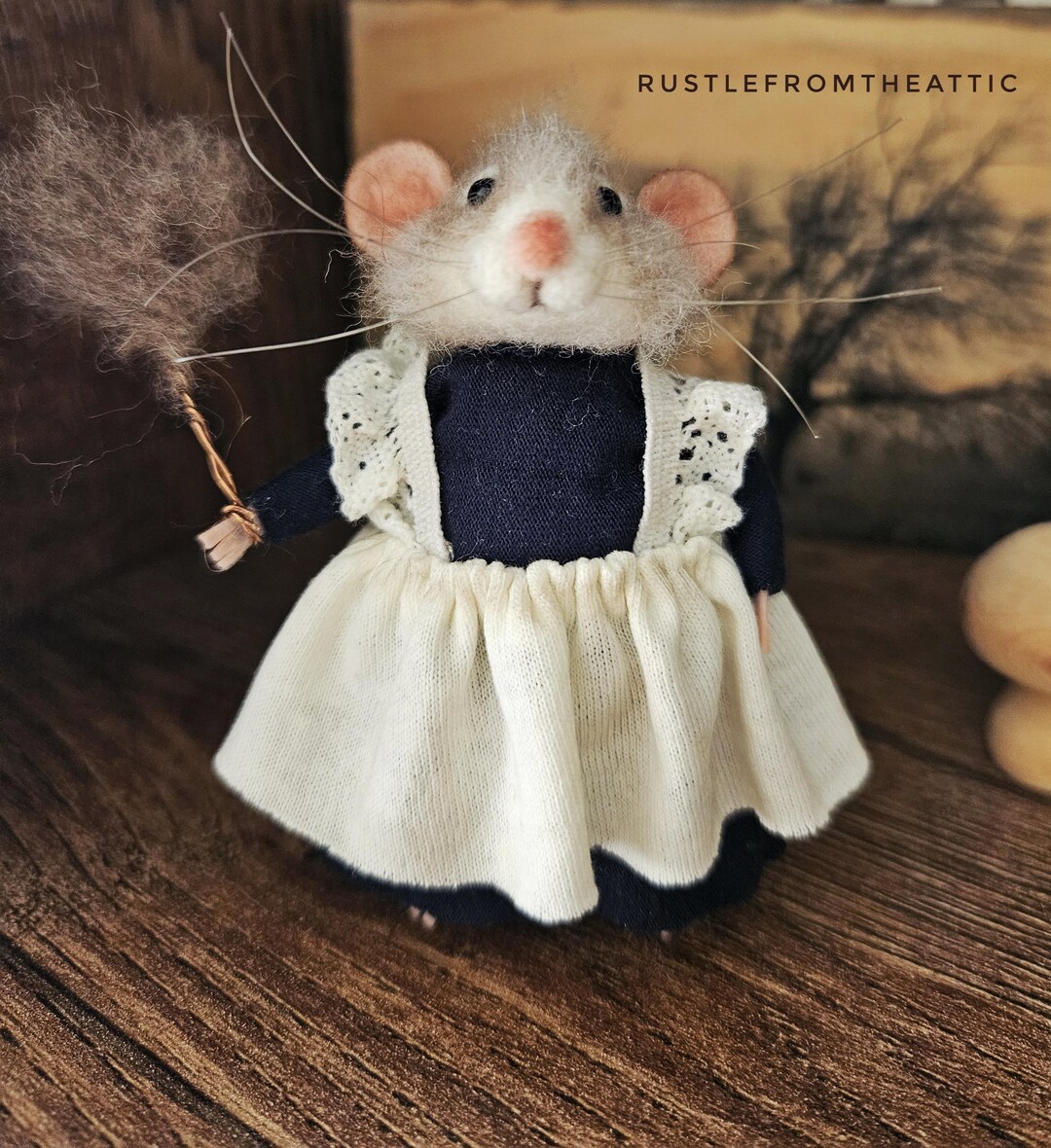 Victorian Maid Needle Felted Mouse, Miniature Felted Mice With ...