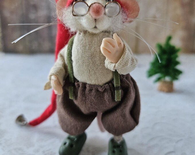 Needle Felted Mouse, Christmas Felted Mice, Felted Xmas Mouse Gnome ...