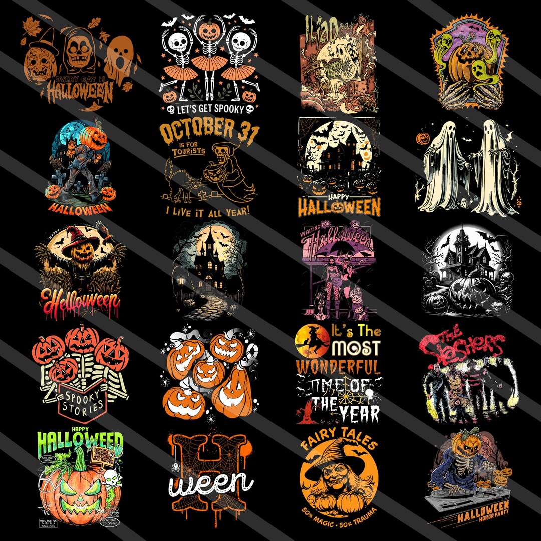 40 Halloween T-shirt Design Vol. 1 | Spooky Streetwear Graphics | PNG ...