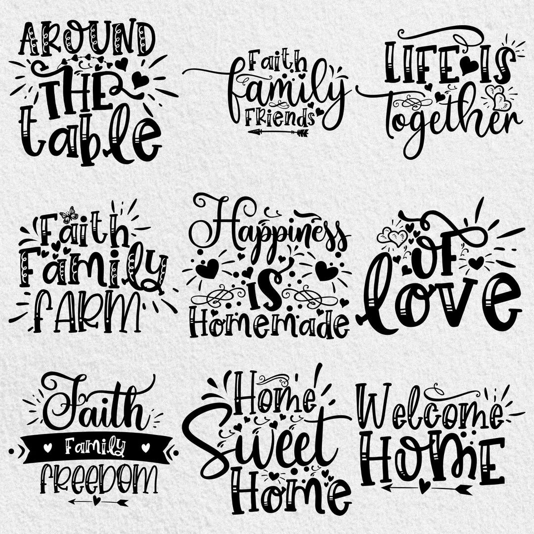 10 Family Typography Design Pack – High Resolution PNG Files - Etsy