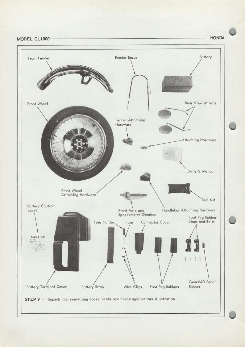 Honda GL1000 Gold-wing Shop Service Repair Manual & Set-up (1975-on) GL ...