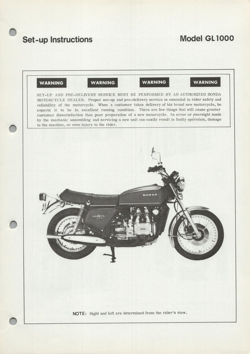 Honda GL1000 Gold-wing Shop Service Repair Manual & Set-up (1975-on) GL ...