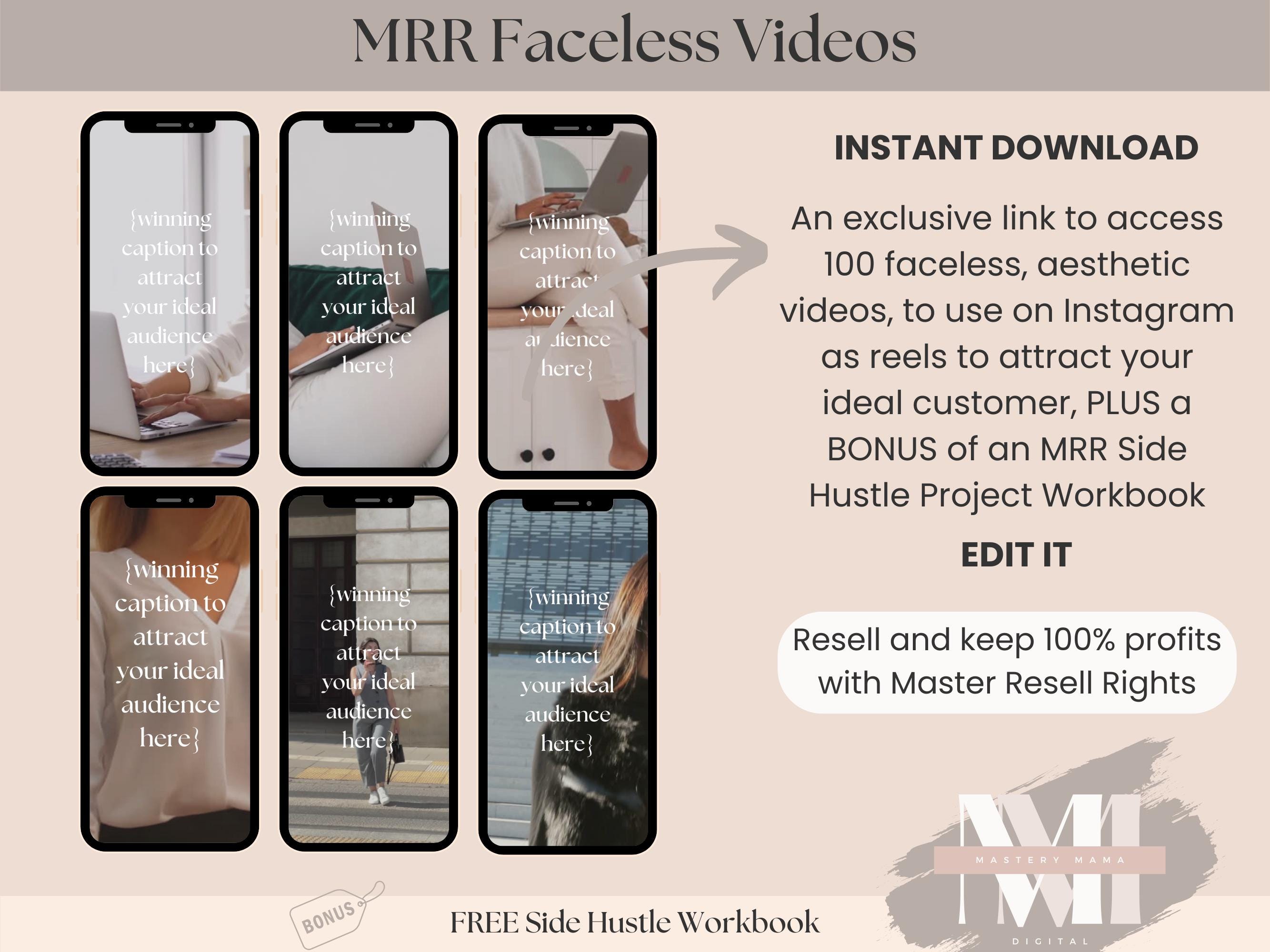 MRR Faceless Reels Aesthetic Business Woman Instagram Posts Social ...