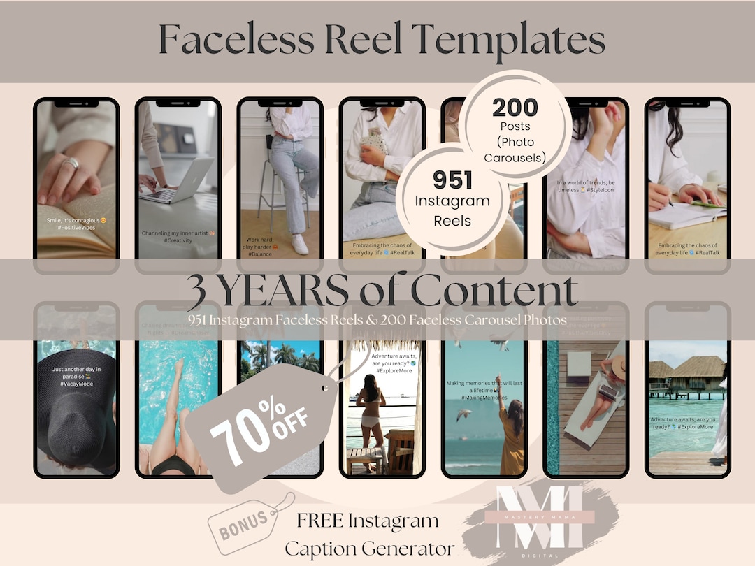 Faceless Videos Instagram Reels Template MEGA Bundle for Selling ...