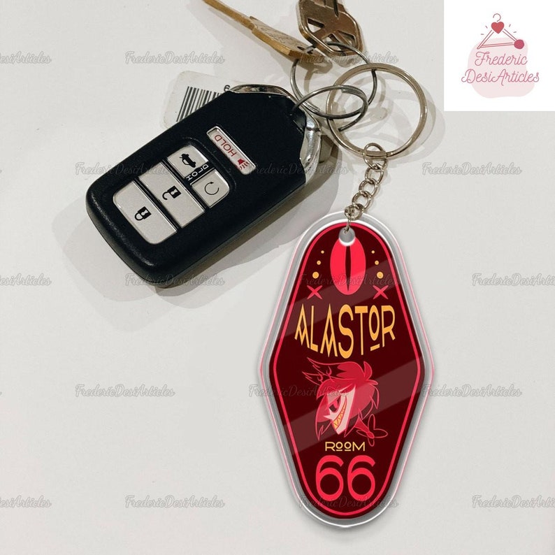Alastor Keychain, Alastor Keyring, Hazbin Hotel Keychain, Hazbin Hotel ...