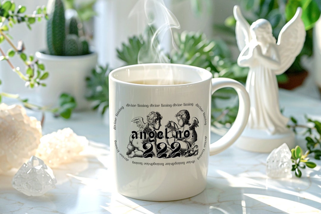 Angel Number 222 Divine Timing Cherub 11oz. Coffee Mug, Celestial ...