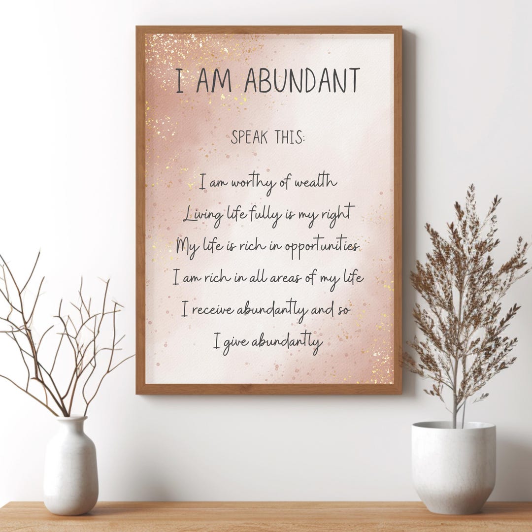 Positive Affirmation Wall Art Money Mindset Affirmation Matte Vertical ...