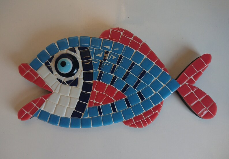 Mosaic 3 Piece Fish Wall Decor, Mosaic Cute Fish Family With Evil Eye ...