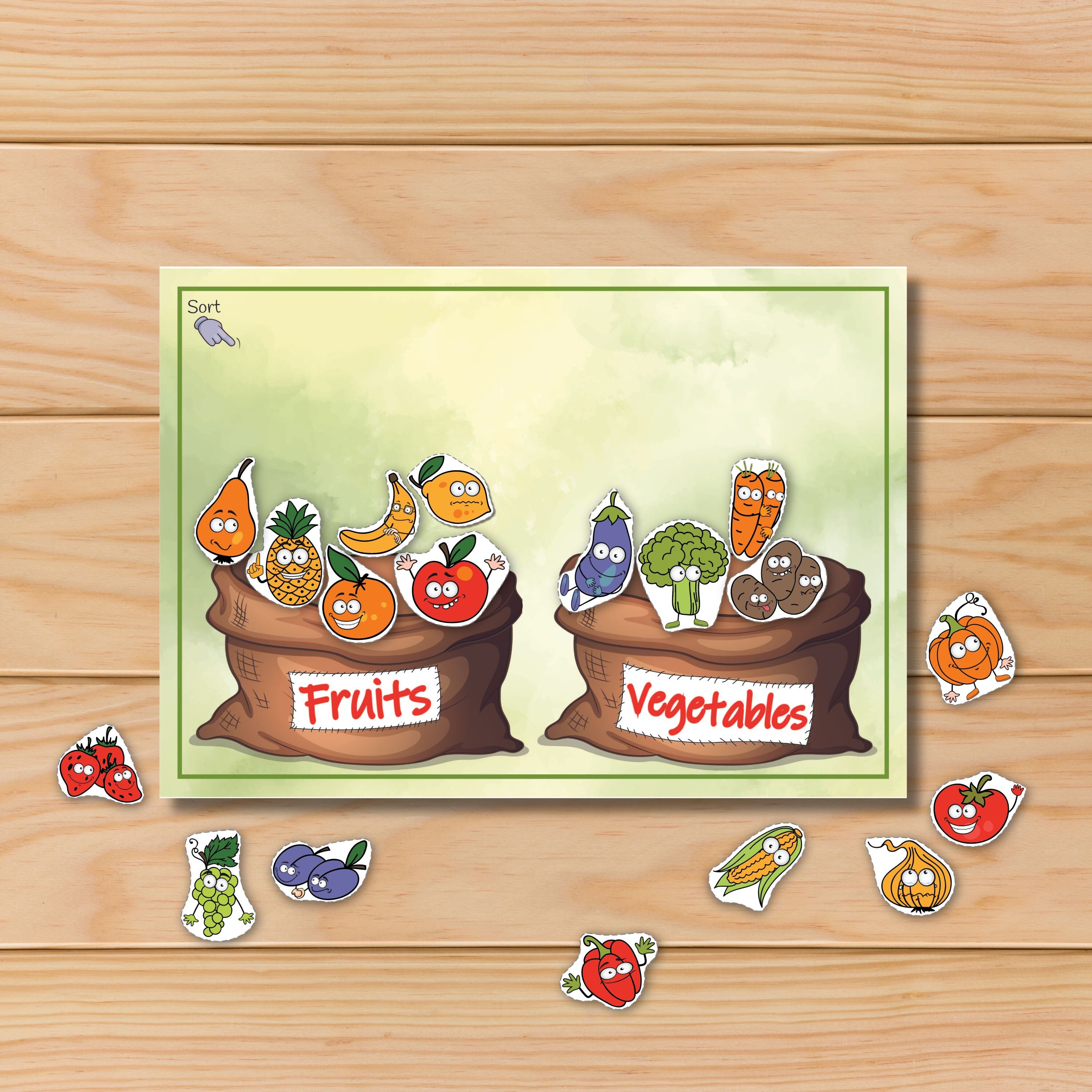Fruits and Vegetables Sorting Activity Educational Preschool Worksheets ...