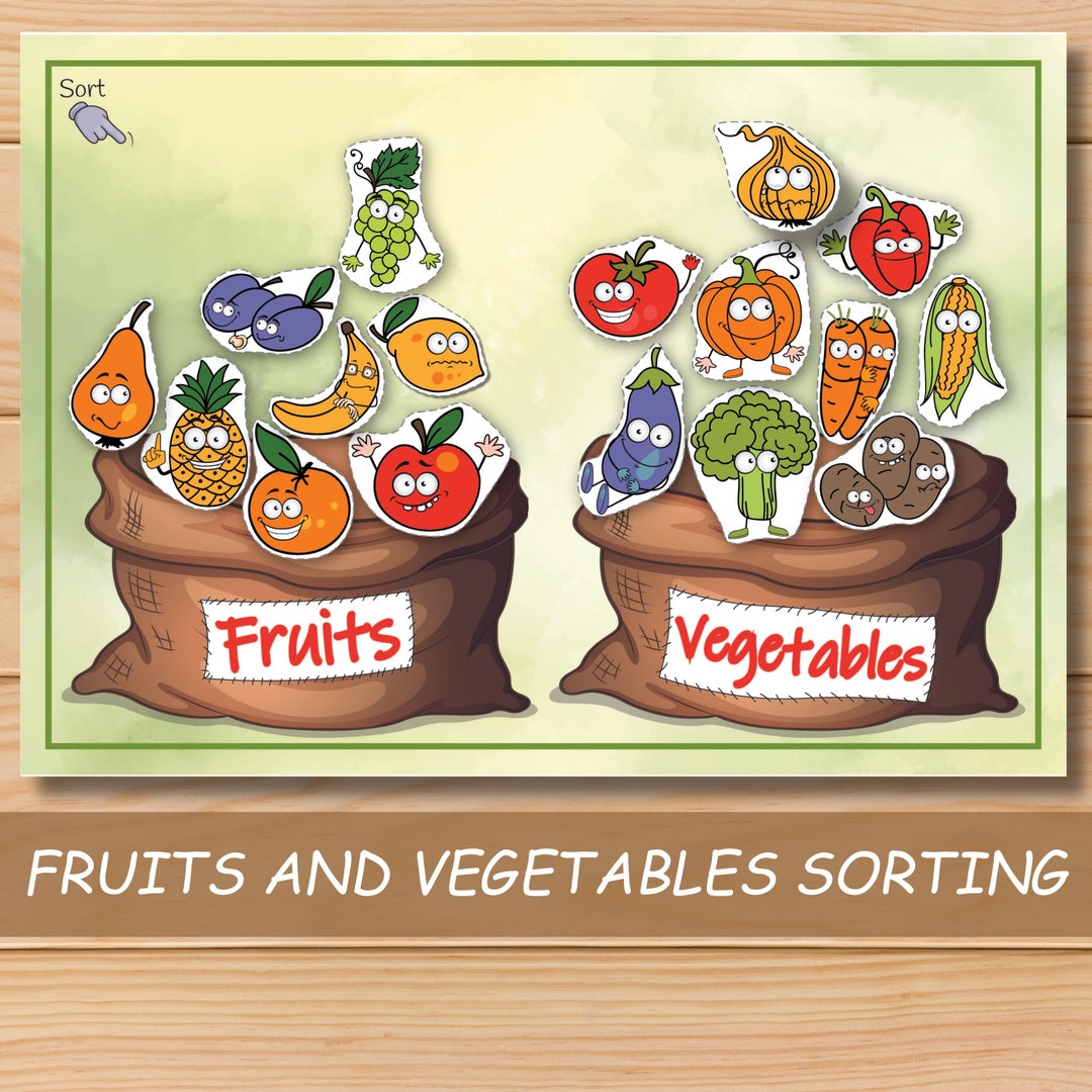 Fruits and Vegetables Sorting Activity Educational Preschool Worksheets ...