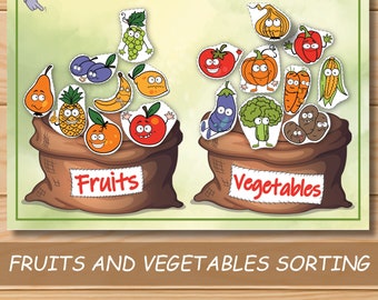 Fruits and Vegetables Sorting Activity Toddler Matching Game Busy Book ...