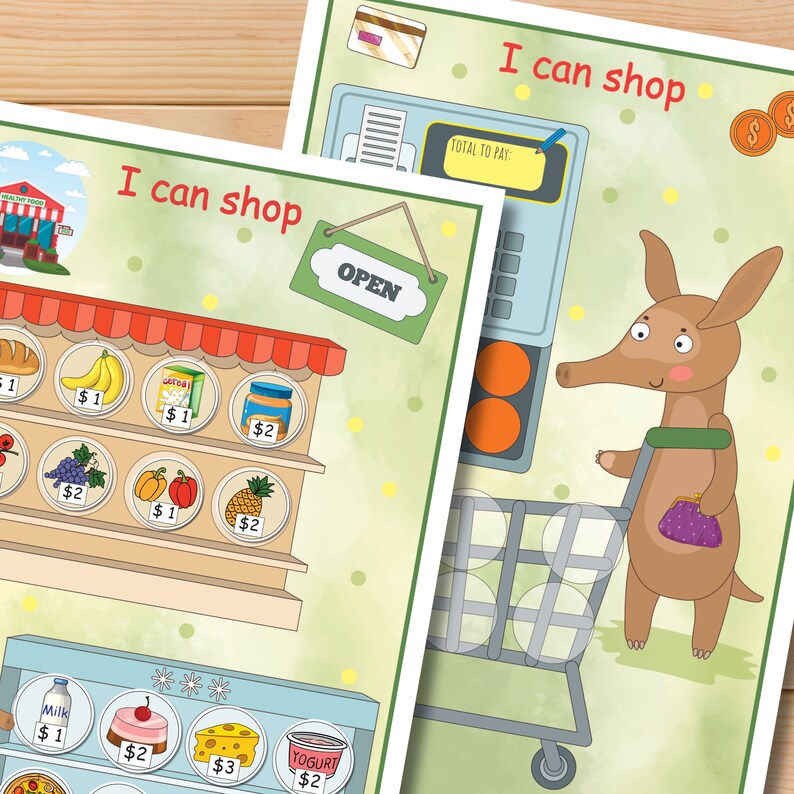 Shopping Game Toddler Quiet Book Waldorf Math Printable Counting ...