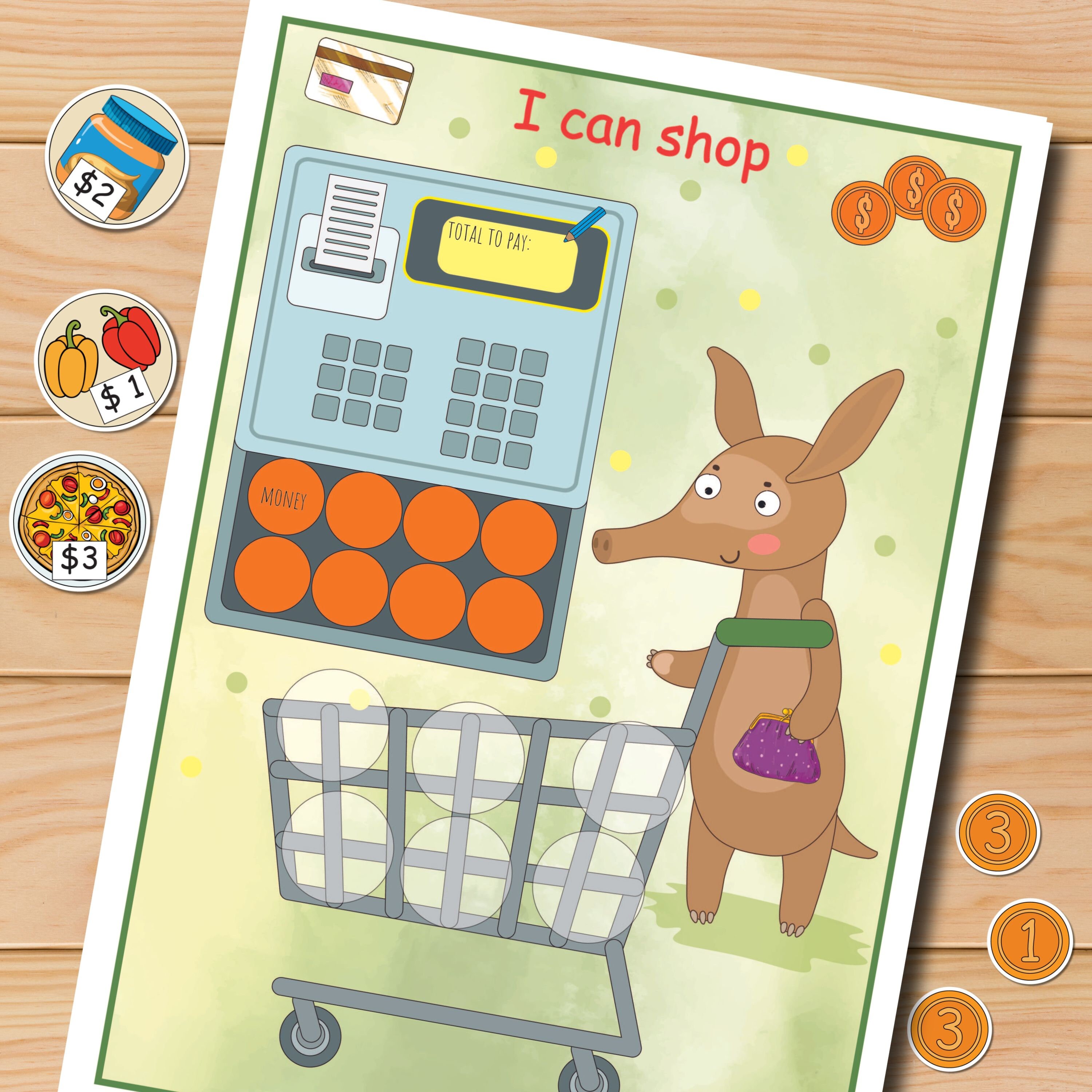 Shopping Game Toddler Quiet Book Waldorf Math Printable Counting ...