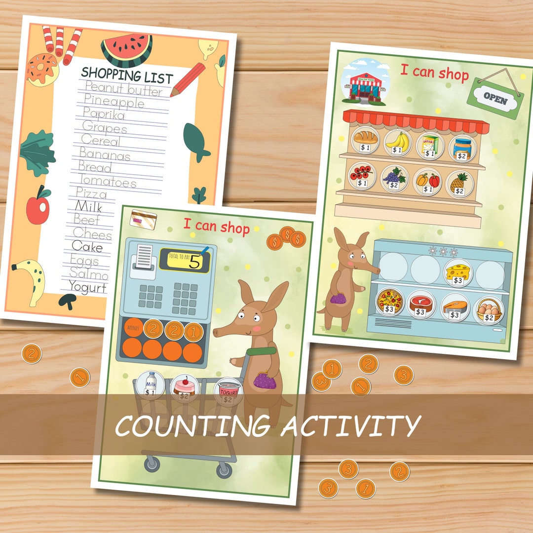 Shopping Game Toddler Quiet Book Waldorf Math Printable Counting ...