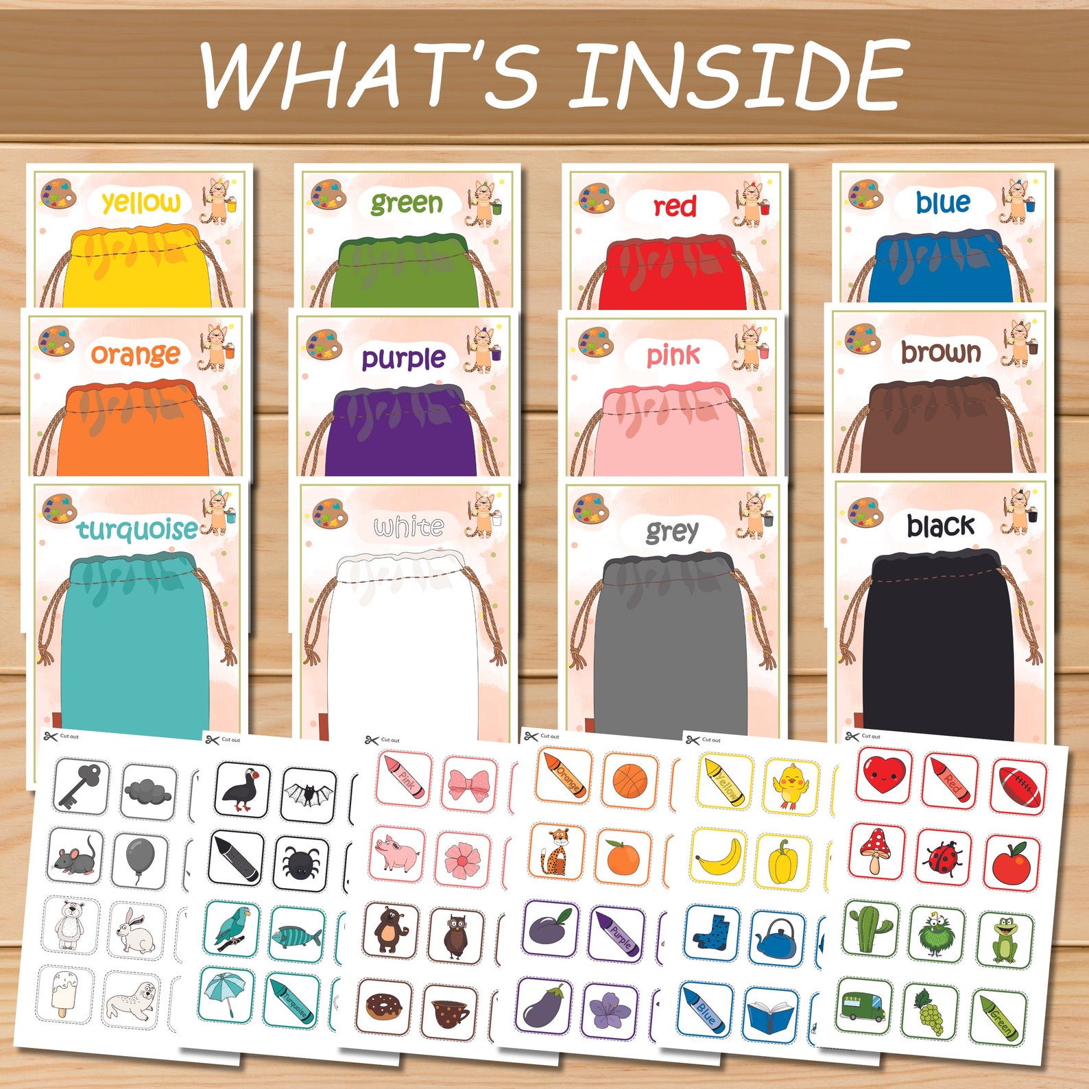 Color Matching Activities Color Sorting Game, Toddler Busy Book ...