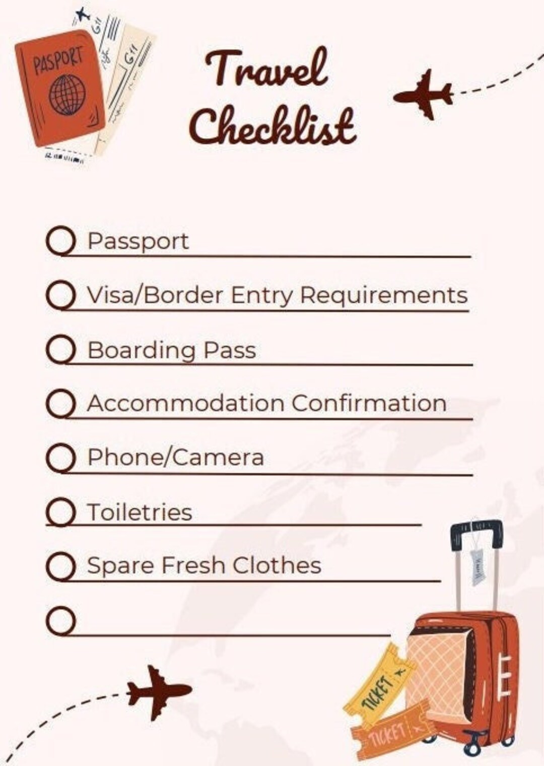 Travel Checklist/printable/instant Download/minimal/productivity/to Do ...
