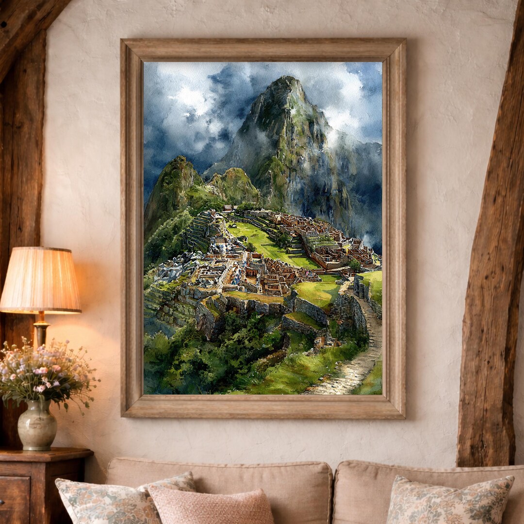 Machu Picchu Watercolor Art Print - Peru Inca Ruins Painting - Etsy