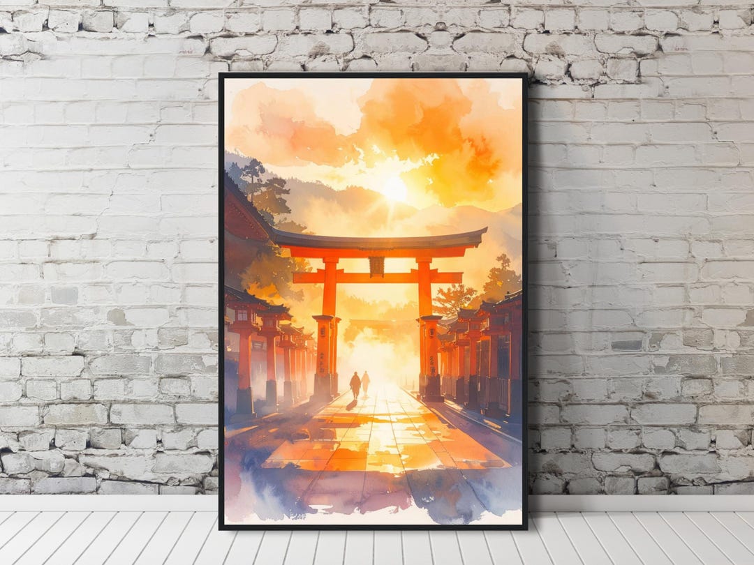 Fushimi Inari Taisha Kyoto Shrine, Watercolor | Japanese Watercolor ...