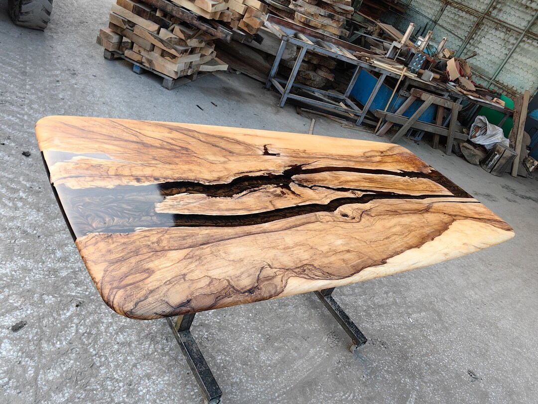 Black Resin and Ash Wood Epoxy River Dining Table - Etsy
