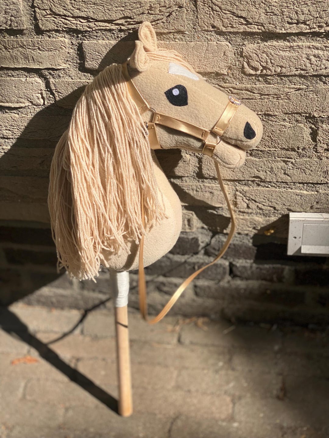 Beautiful Beige Hobbyhorse Stick Horse. Halter, Rope and Stick Are ...