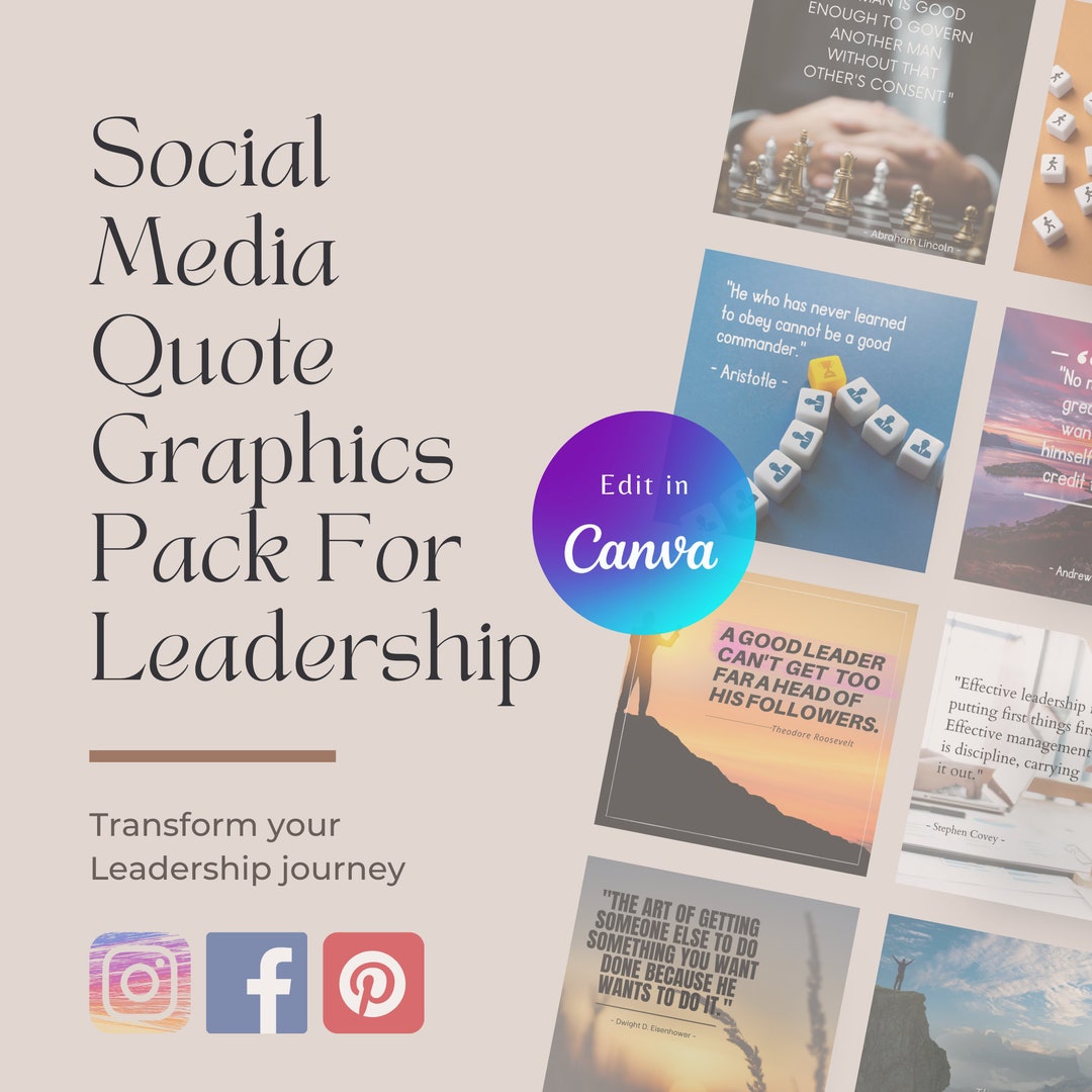 Leadership Quote Graphics Bundle: Canva Templates for Inspirational ...