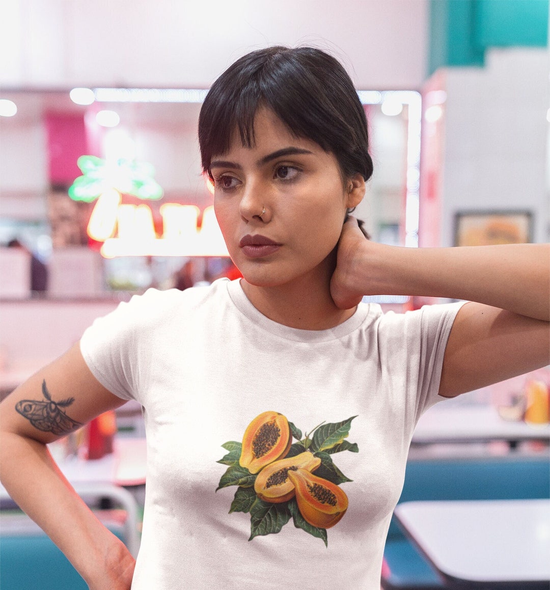 Papaya 90s Baby Tee Cotton Tee Tropical Fruits Travel T-shirt Trip to ...