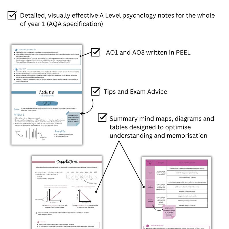 Complete A Level Psychology Notes Bundle for Year 1 (AQA ...