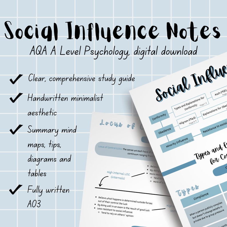 Aesthetic Handwritten Social Influence Notes AQA A Level Psychology ...