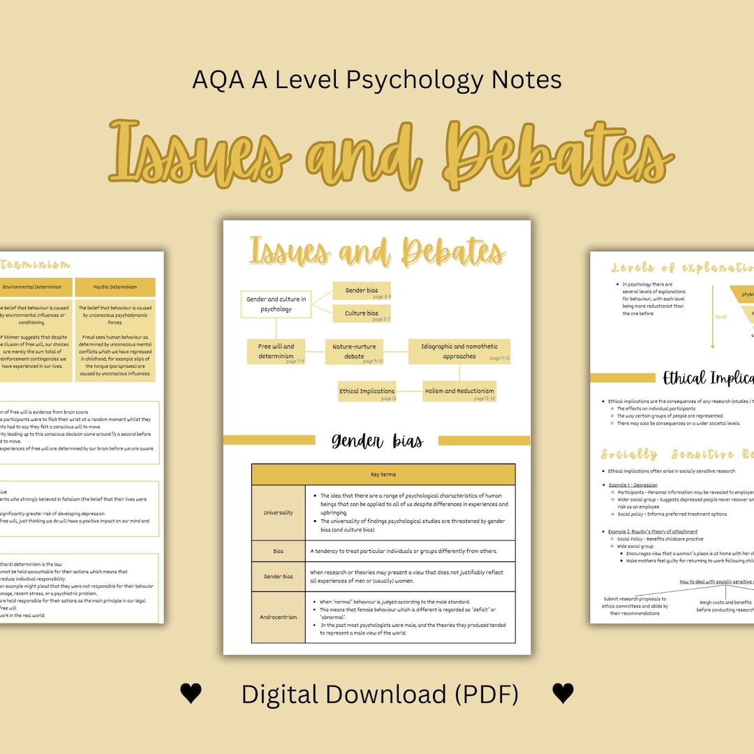 AQA A Level Psychology A* Notes - Issues and Debates | Comprehensive ...