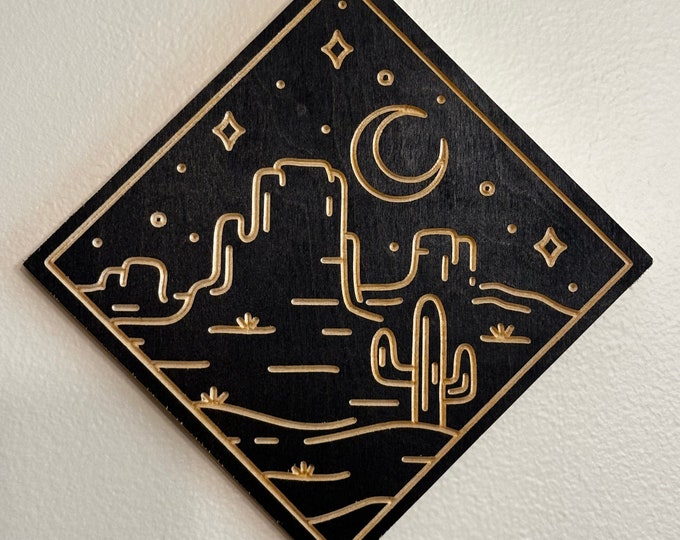 Starry Desert Wood Wall Decor - Etsy