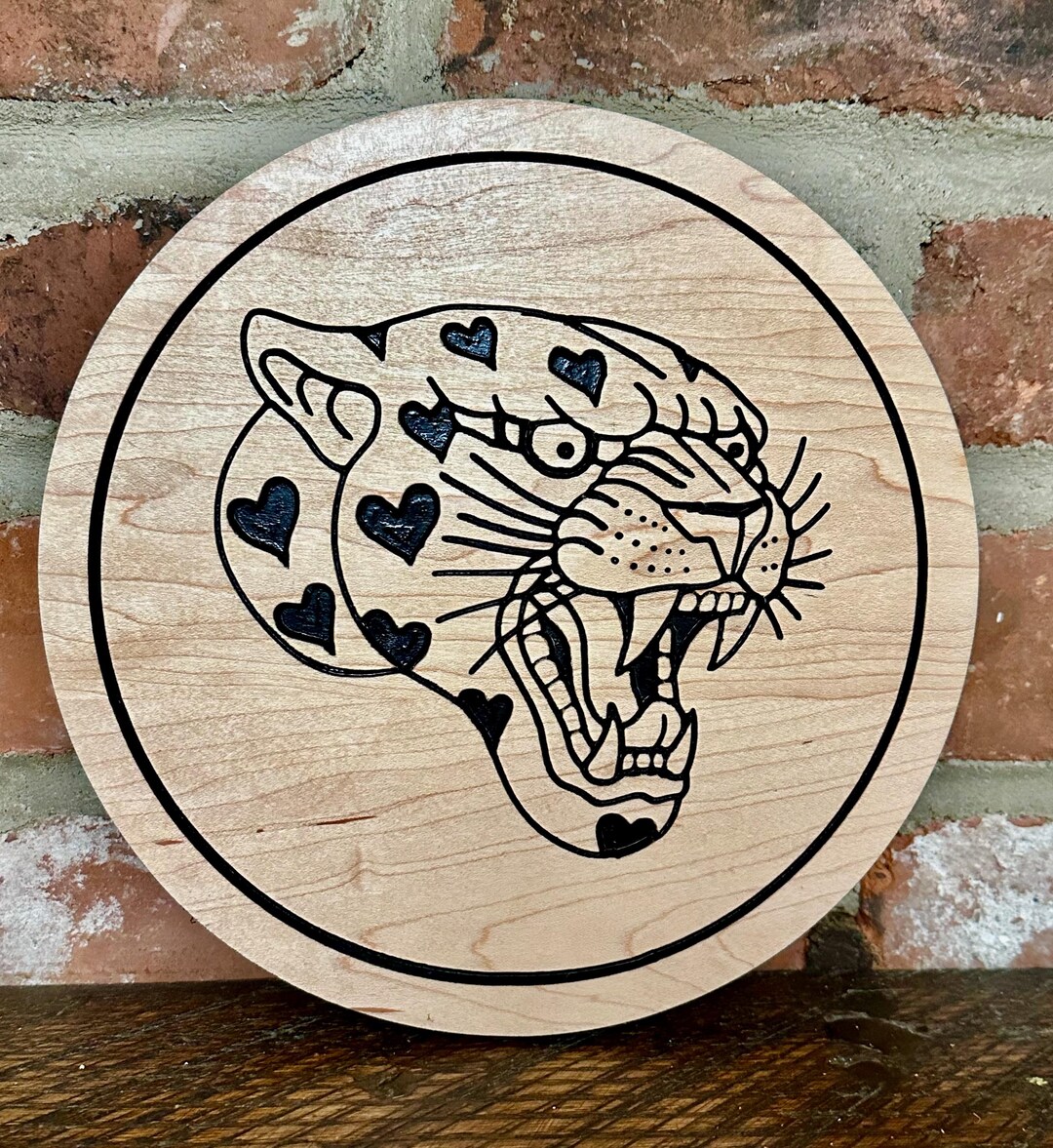 Panther Heart Tattoo Flash Wall Decor - Maple - Etsy