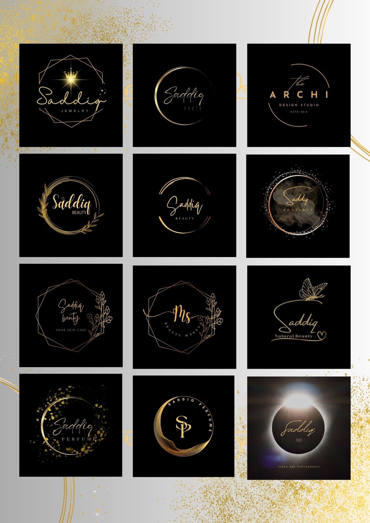 Editable Luxury Gold and Black Logo Design Template in Canva ...